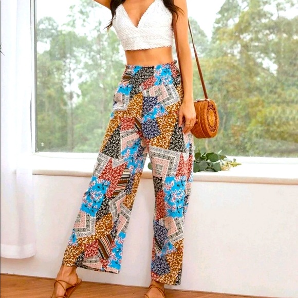 Pants & Jumpsuits | Patchwork Wide Legs Pants | Poshmark